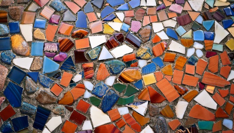 A Background Featuring a Mosaic Crafted from Numerous Small Tile Pieces ...
