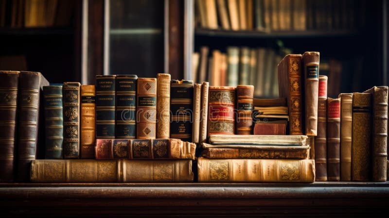 A Background Featuring Old Books in a Library Stock Illustration ...