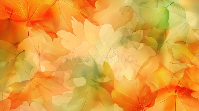 Background Featuring a Pattern of Fall Leave, Light Orange and Green ...