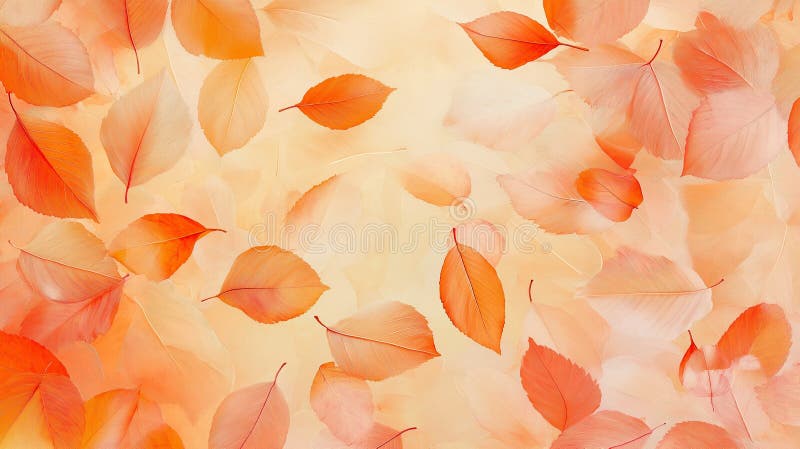 Background Featuring a Pattern of Fall Leave, Light Orange and Green ...