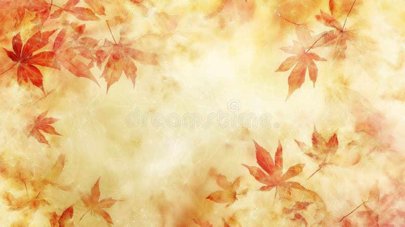 Background Featuring a Pattern of Fall Leave, Light Orange and Yellow ...