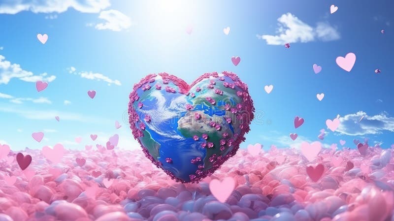 Valentine?s Day Background Featuring Planet Earth in Love Stock ...