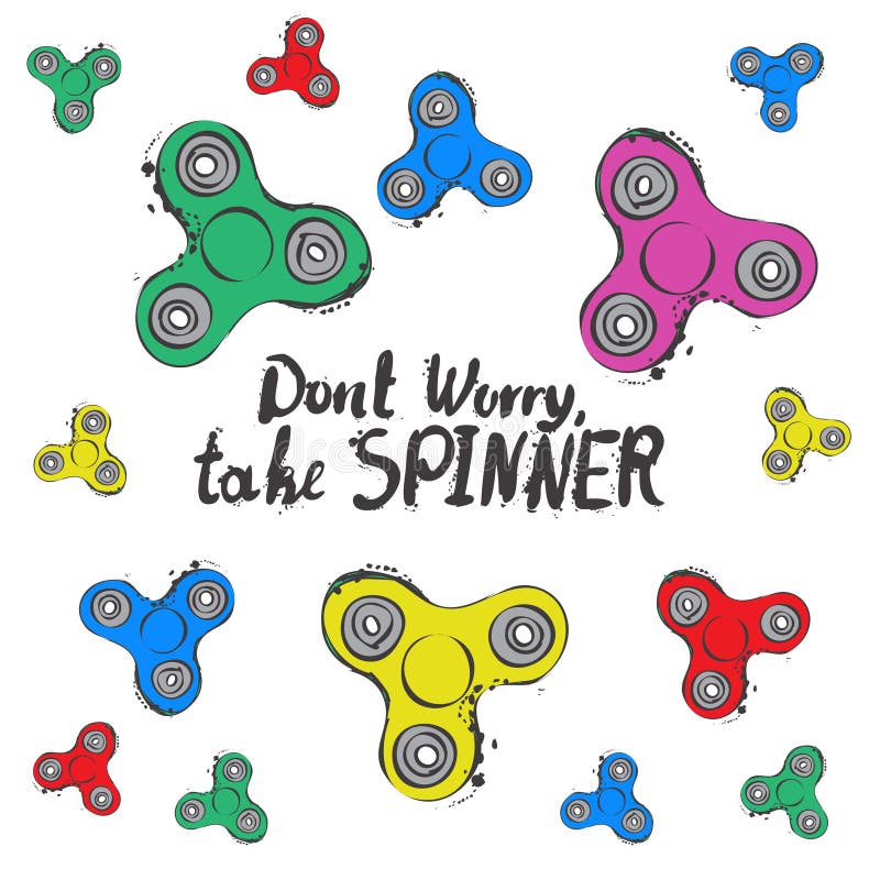 Fidget Spinner Hand Drawing Illustration and Lettering Calligraphy ...