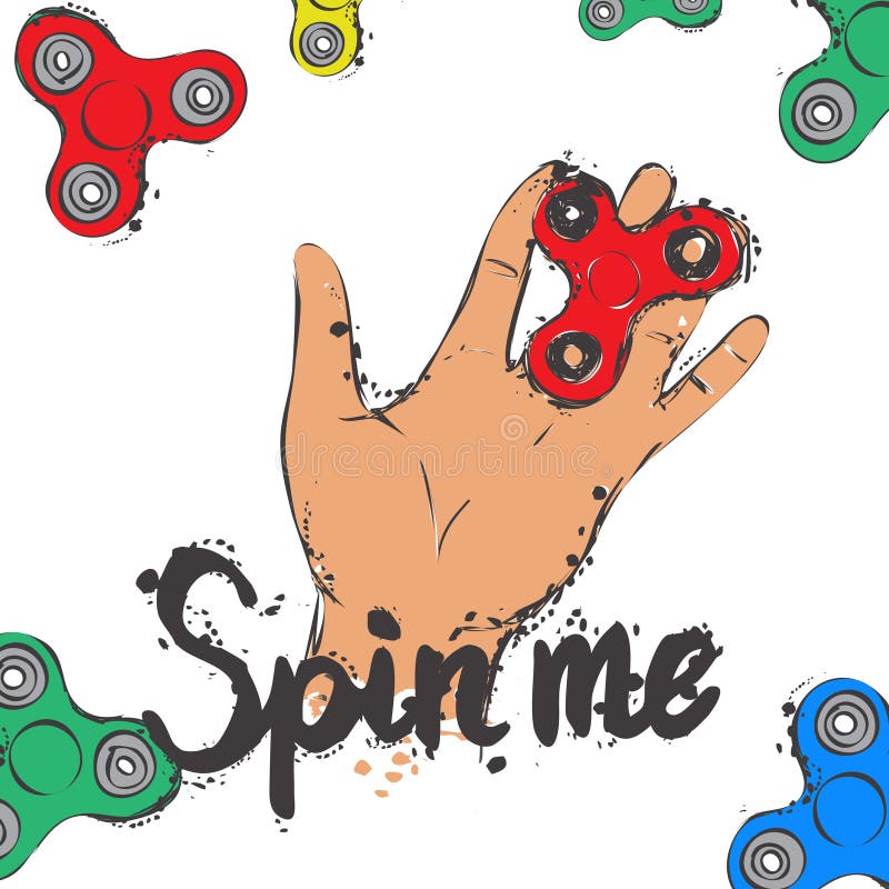 Background with Fidget Spinner Text Hand Lettering Calligraphy Stock ...