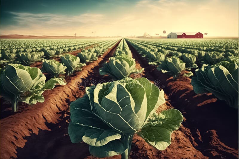 Background with a Field of Cabbage Plantations. Cabbage Plantations ...