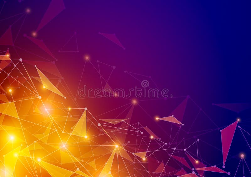 Background with Fiery Dots and Lines.Molecule Structure and ...