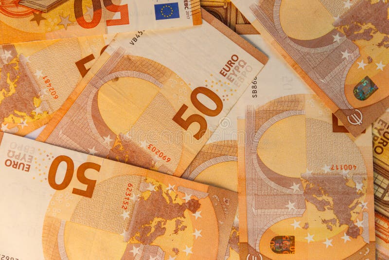 Background of Fifty Euro Banknotes Stock Image - Image of finance ...