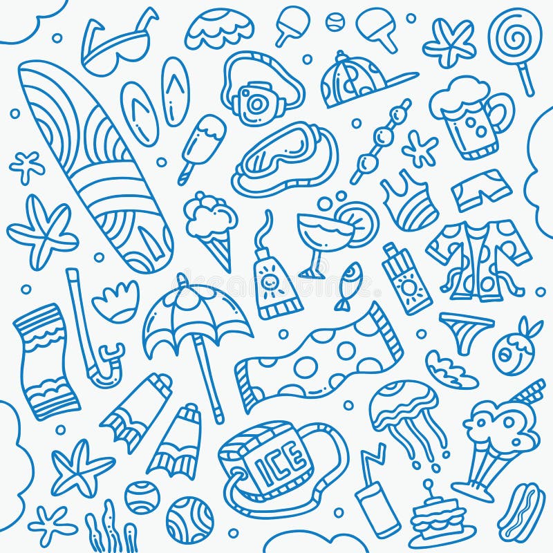 Summer Beach Doodles Simple Stock Illustrations – 176 Summer Beach ...