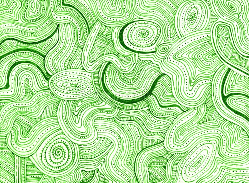 Background Filled with Doodle Texture. Green Lines on a White ...