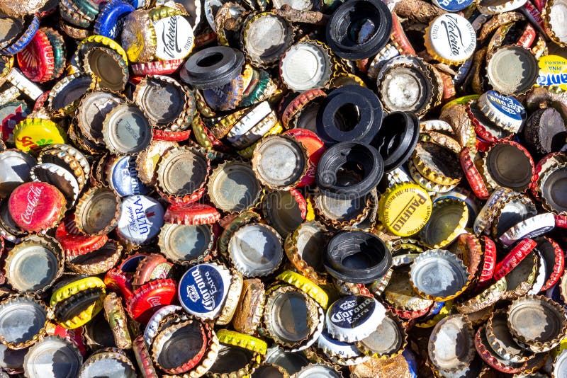 A Background of Beer Bottle Caps Editorial Image - Image of glass, dark ...