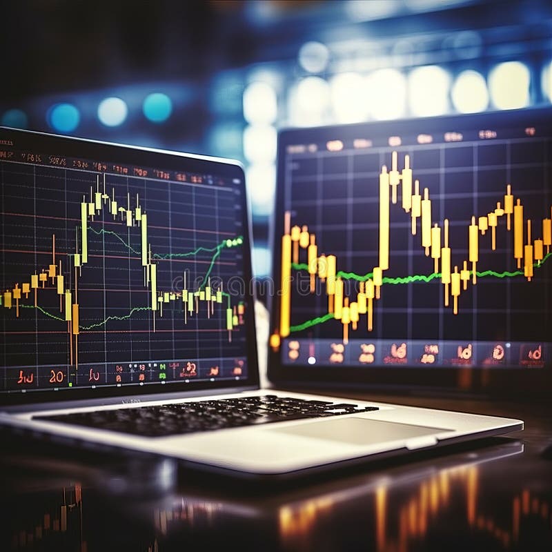 Background on a Financial Theme, Trader Charts on Monitors Stock ...