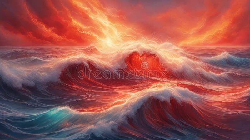 Background with Fire a Collection of Marine Waves, Representing the ...