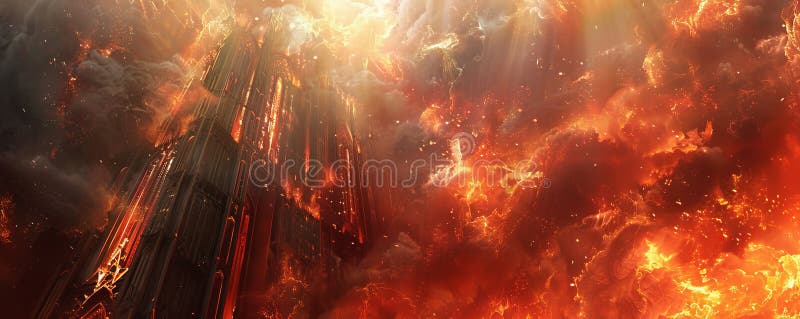A Background of Fire Consuming a Structure, with Intense Flames and ...