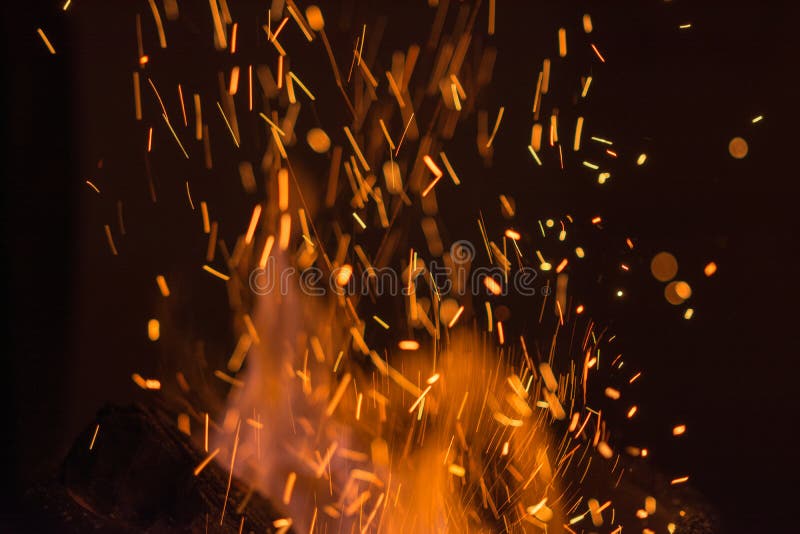 Background of Fire Sparks Exploding at Night Stock Image - Image of ...