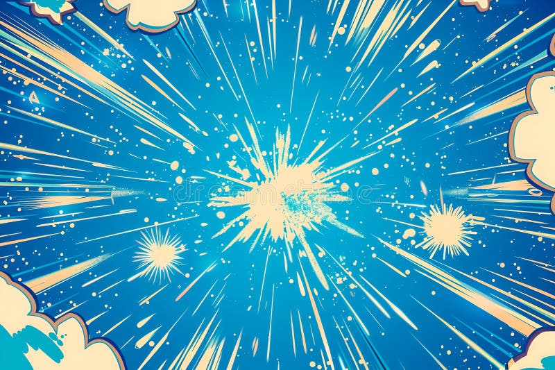 Background with Fireworks Explosion, Comic Book Style Stock Image - Image of blue, stars: 350957039