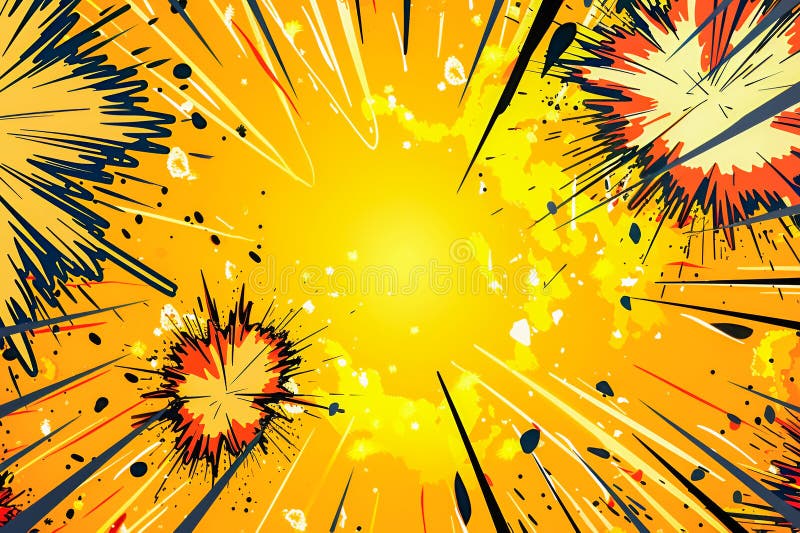 Background with Fireworks Explosion, Comic Book Style Stock Image - Image of celebration ...