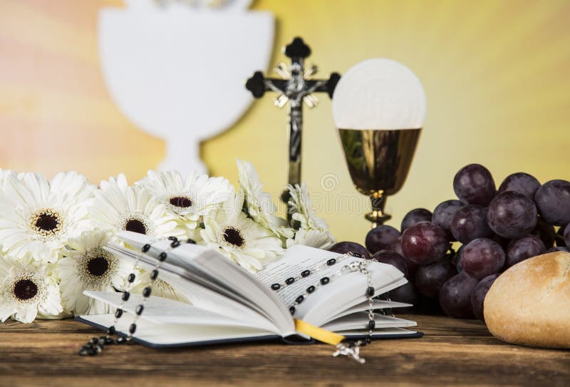 The Background of the First Holy Communion Stock Photo - Image of ...