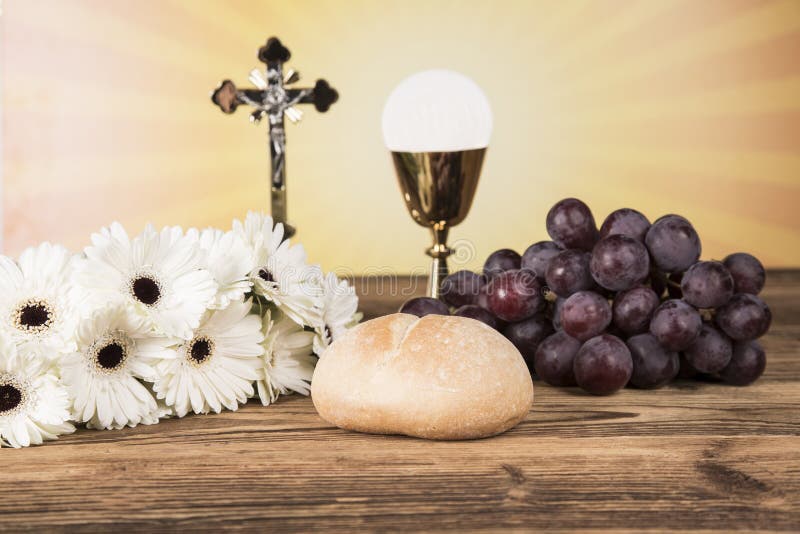 The Background of the First Holy Communion Stock Photo - Image of ...