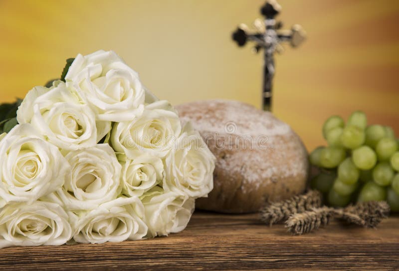 The Background of the First Holy Communion Stock Photo - Image of ...