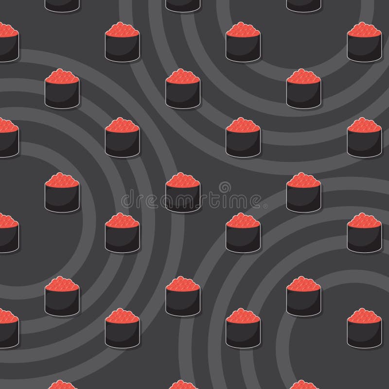 Background with Fish Roe Sushi. Vector Illustration Decorative Design ...