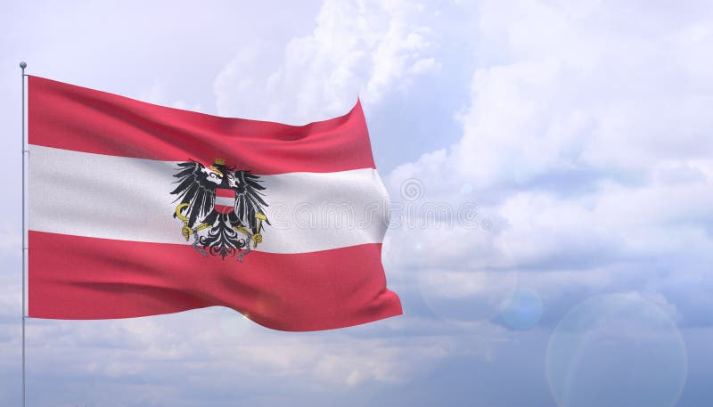 High Resolution Close-up Flag of Austria State. 3D Illustration. Stock ...