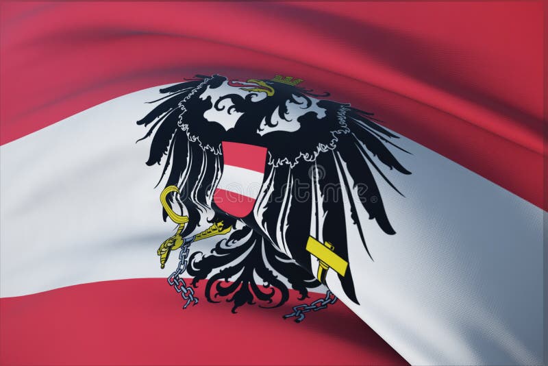 Waving Flags of the World - Flag of Austria State. Closeup View, 3D ...