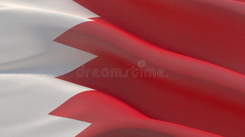 High Resolution Close-up Flag of Bahrain. 3D Illustration. Stock ...