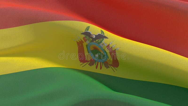 High Resolution Close-up Flag of Bolivia. 3D Illustration. Stock ...