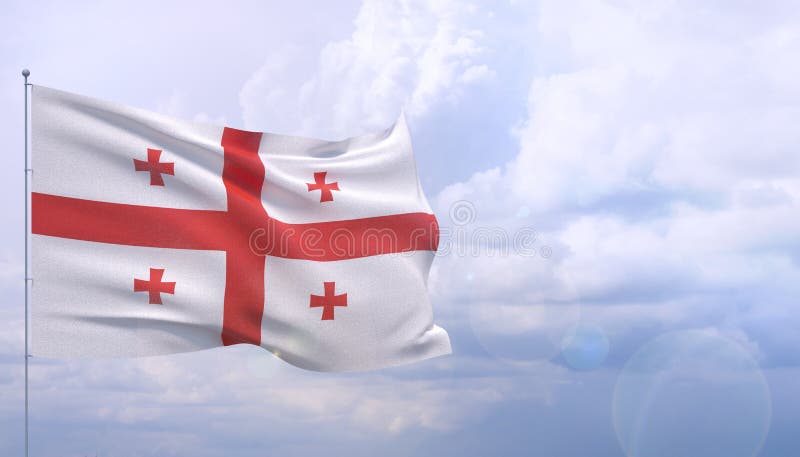 Waving Flags of the World - Flag of Georgia. 3D Illustration. Stock ...