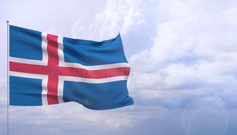 Waving Flags of the World - Flag of Iceland. 3D Illustration. Stock ...