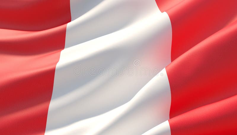 Waved Highly Detailed Close-up Flag of Peru. 3D Illustration. Stock ...