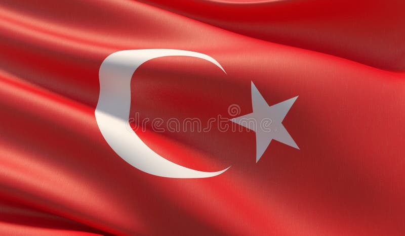 High Resolution Close-up Flag of Turkey. 3D Illustration. Stock ...