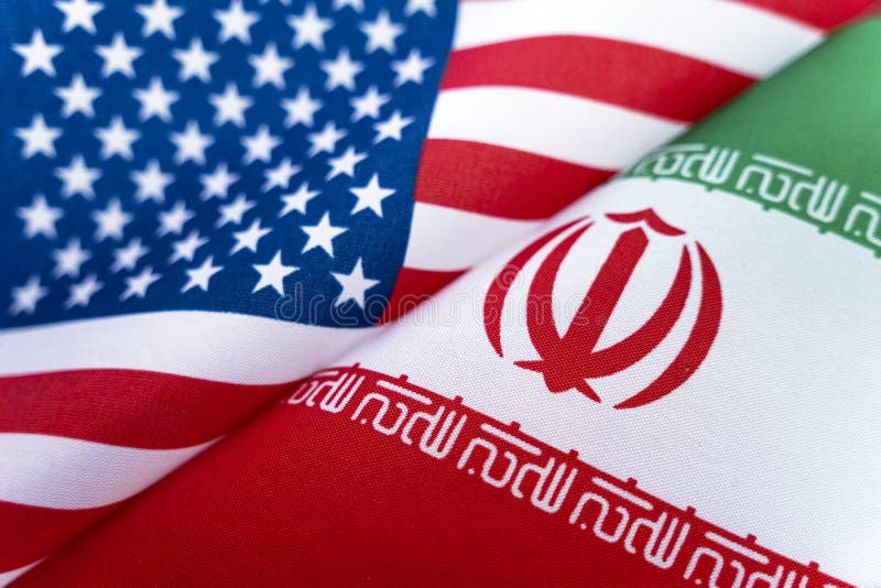 Background of the Flags of the USA and Iran. the Concept of Interaction ...