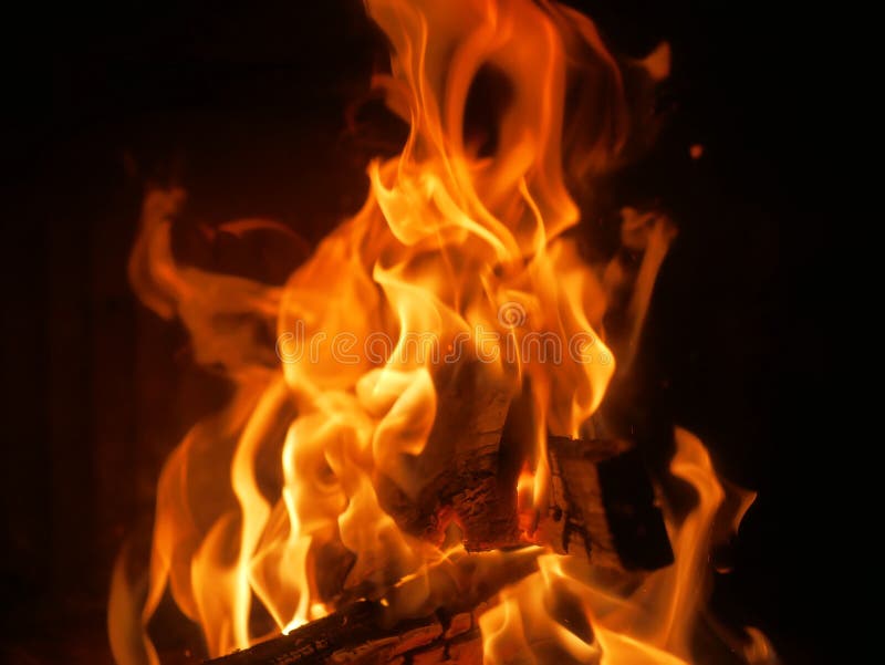 Background Flame Fire Burning in the Fireplace Stock Image - Image of ...