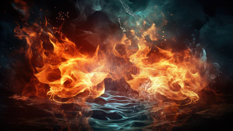 Background with Flames and Water Created with Generative AI Stock ...