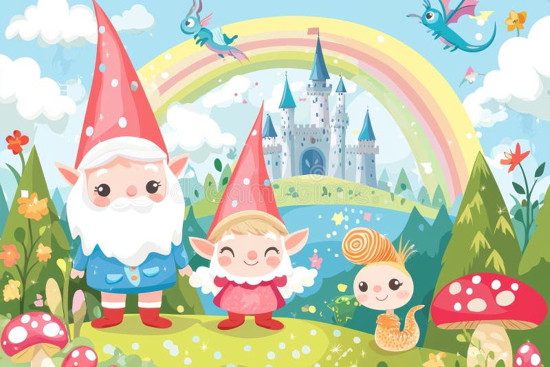 Background with Flat Cute Mythical Creatures Drawn by Hand Stock Photo ...