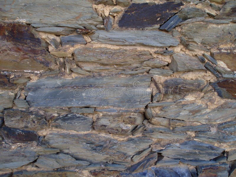 Background of Flat Stones Forming a Rustic Wall Stock Image - Image of ...