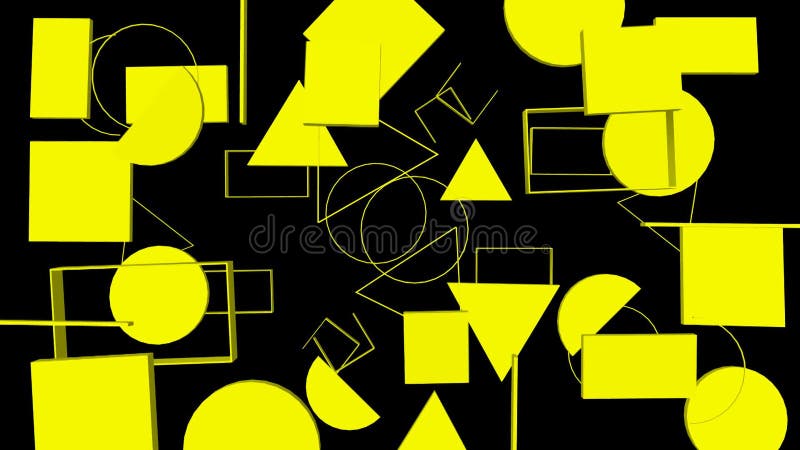 Background with Floating Yellow Shapes, Geometric Figures, 3D Render ...