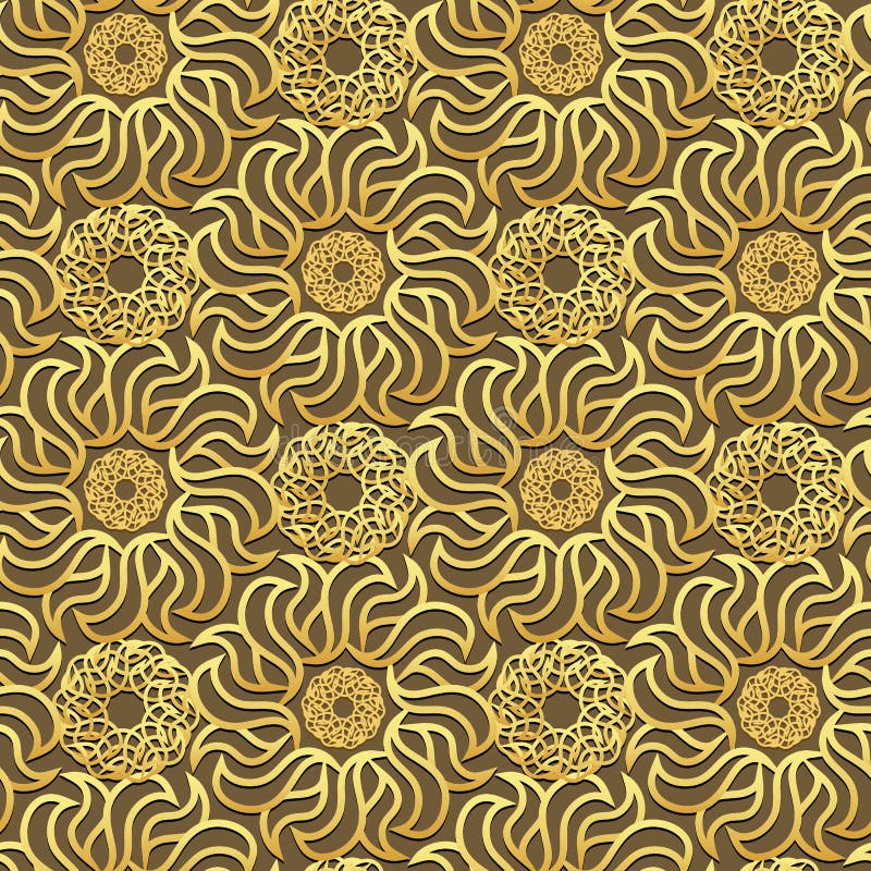 Background Flower Pattern Seamless in Gold Color Stock Vector ...