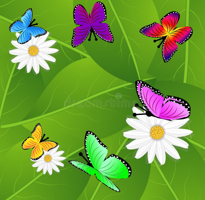 Background with Flowers and Butterflies Stock Vector - Illustration of ...