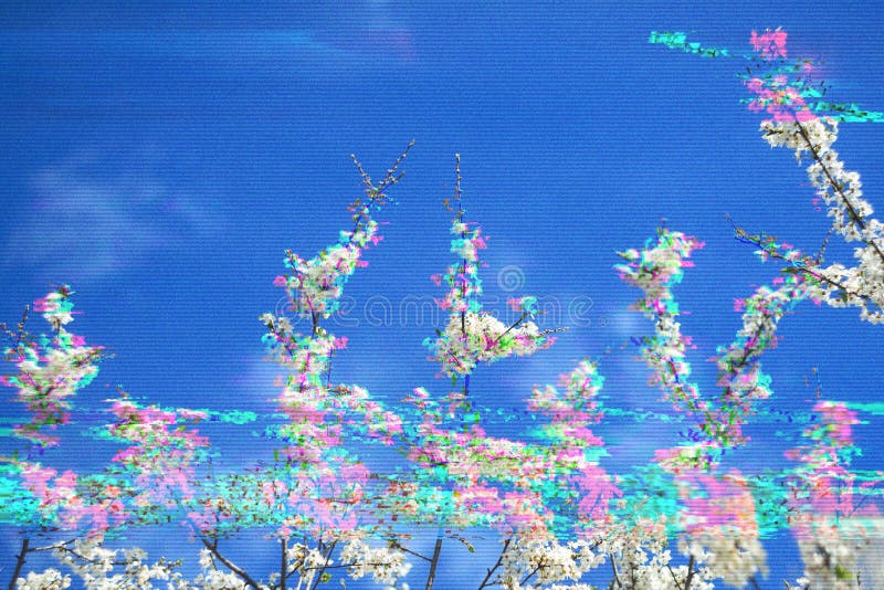 Background of Flowers in Glitch Effect Stock Image - Image of romance ...