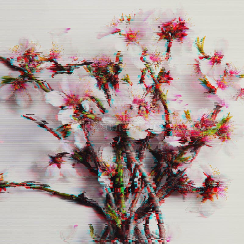 Background of Flowers in Glitch Effect Stock Image - Image of breakdown ...