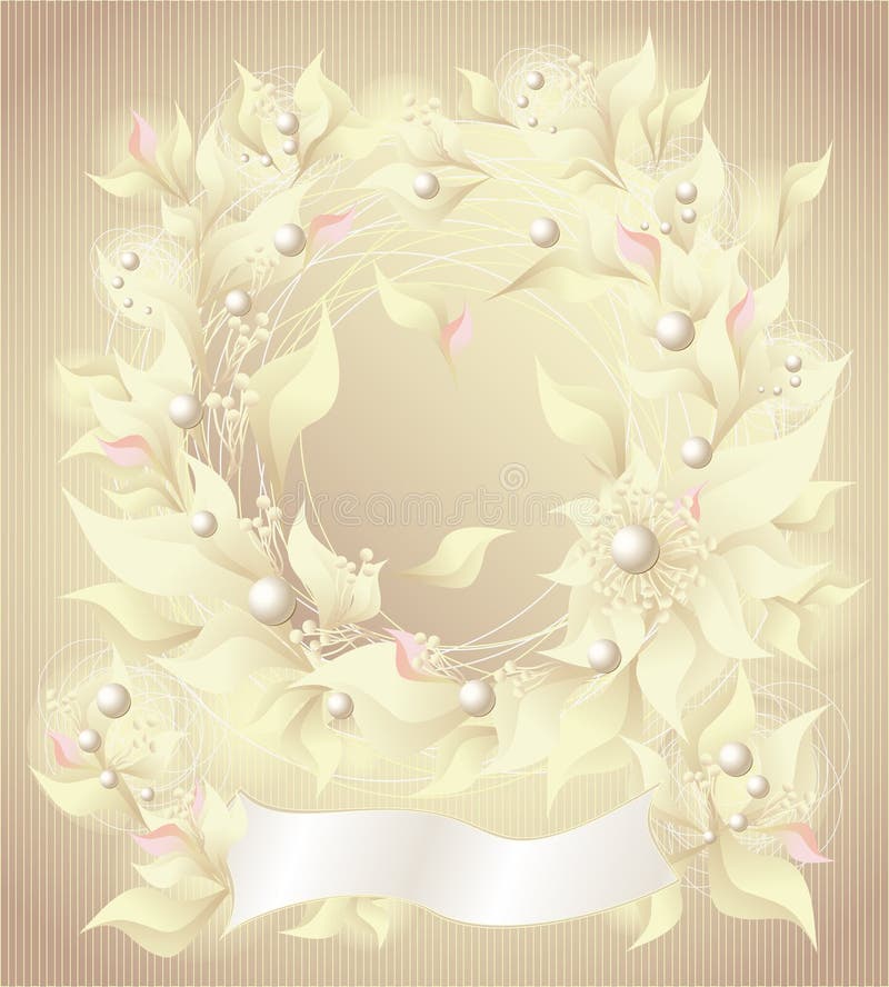 Background with Flowers Pearls Petals and Ribbon Stock Vector ...