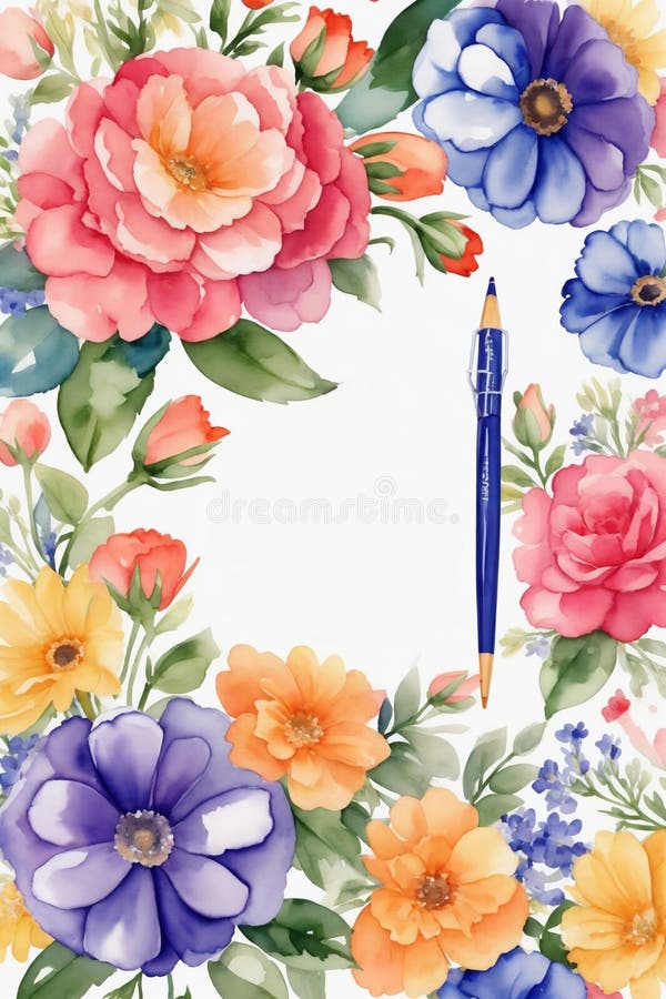 Background with Flowers and School Supplies Beginning of the School ...