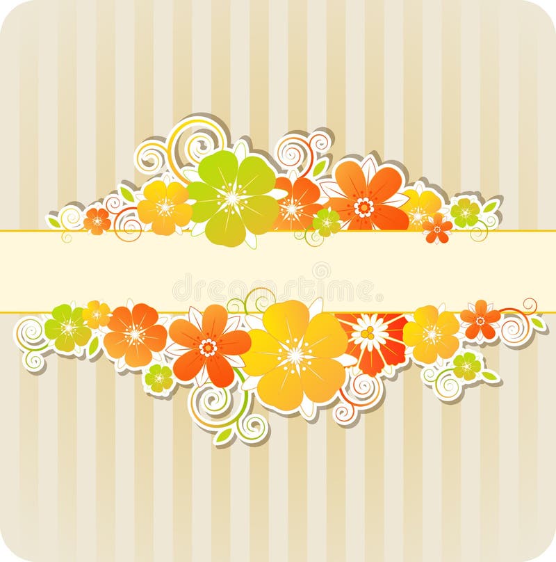 Background with Flowers and Strips Stock Vector - Illustration of ...