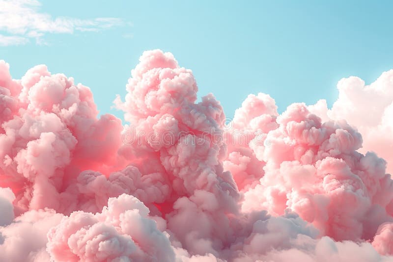 Background of Fluffy Baby Pink Pastel Cotton Candy Clouds in the Sky ...