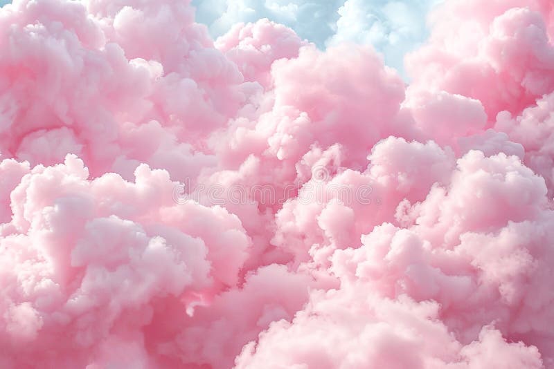 Background of Fluffy Baby Pink Pastel Cotton Candy Clouds in the Sky ...
