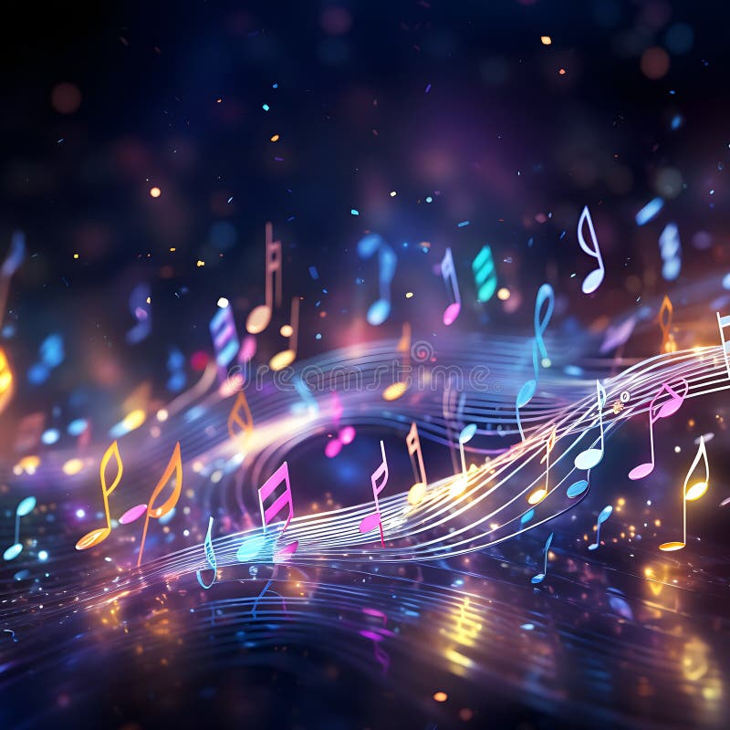 Background with Flying Musical Notes Generated by Artificial ...