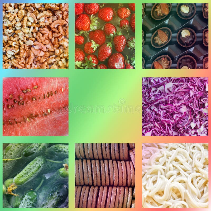 Background from Food. Photo Collage Stock Photo - Image of arrangement ...