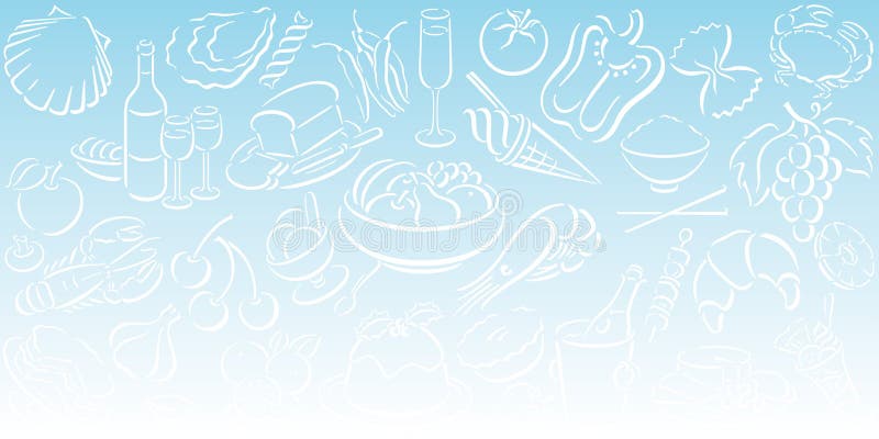 Background with Food Symbols Stock Vector - Illustration of baguette ...